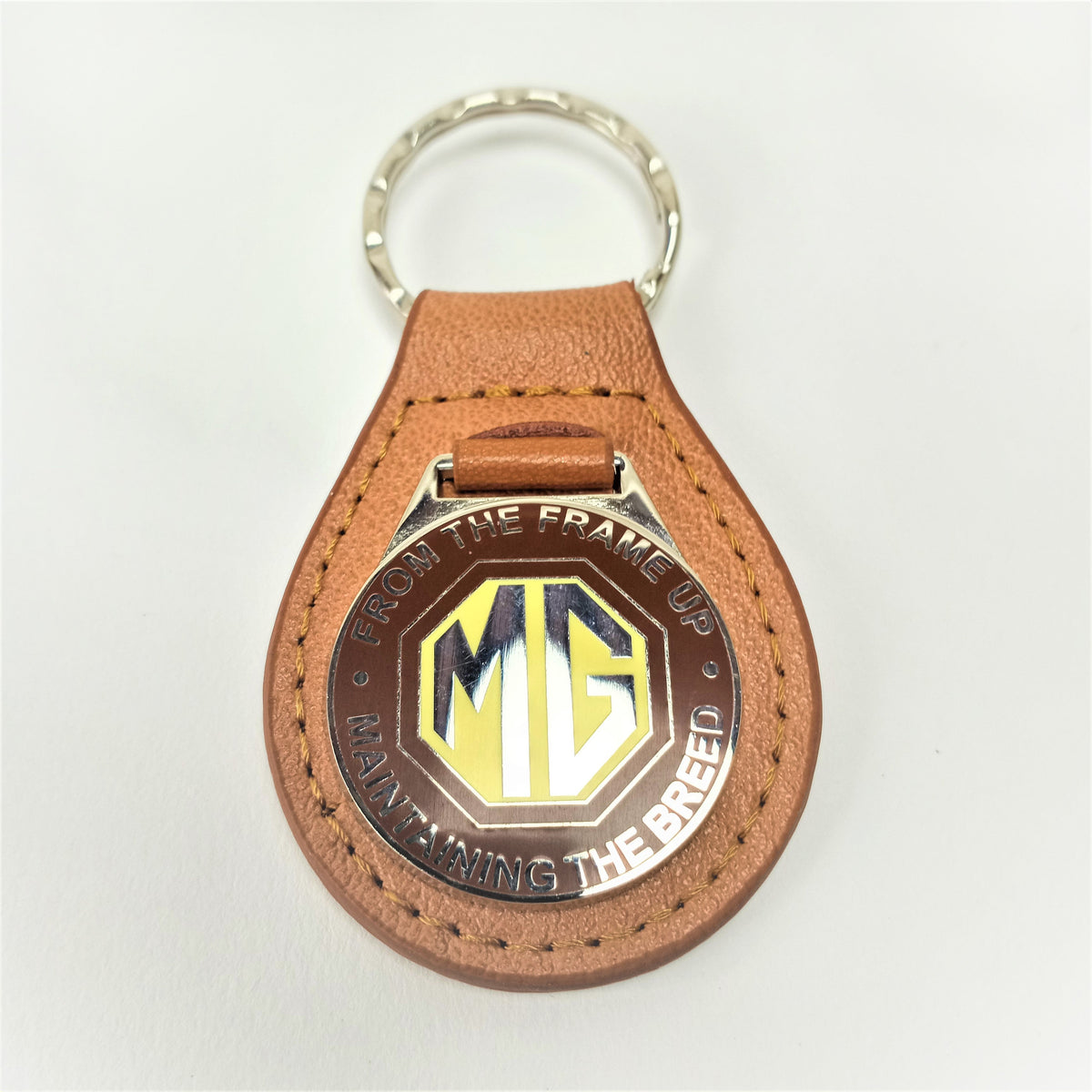 AC150-Key FOB, FTFU Medallion w/ MG Logo, brown leather — From The Frame Up